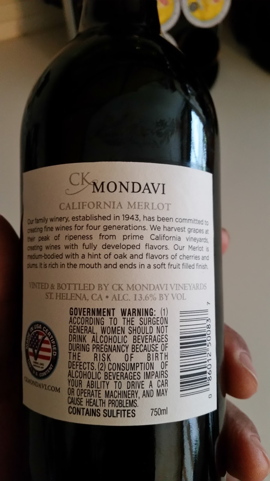 The Winos' Wine Guide: CK Mondavi Merlot