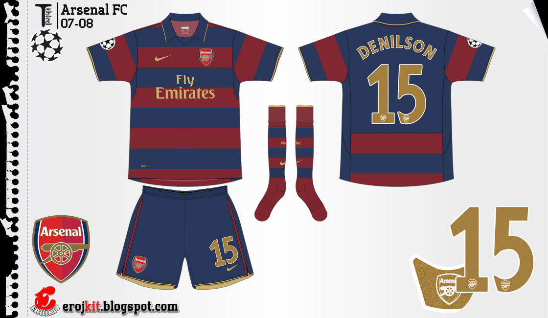 Kit Design, by eroj: 2007-08 Arsenal (Home, Away e Third)
