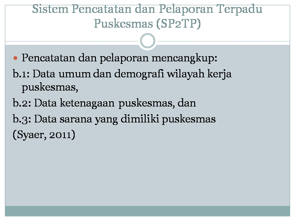 afa: SISTEM PENCATATAN DAN PELAPORAN TERPADU PUSKESMAS (SP2TP)