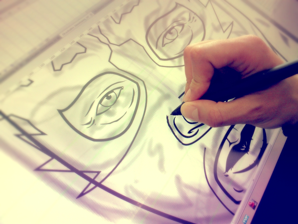 Vaudeville Illustration // Roger Zuercher: "El Luchador" final logo drawing