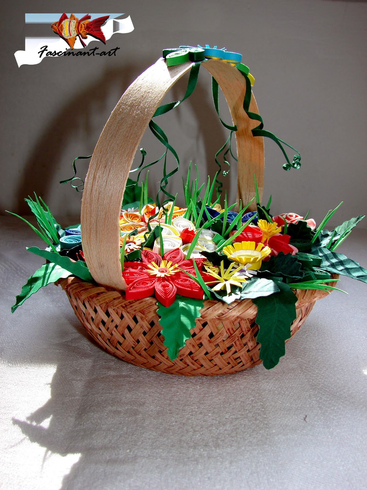 Quilling joy by Marius: Basket with flowers