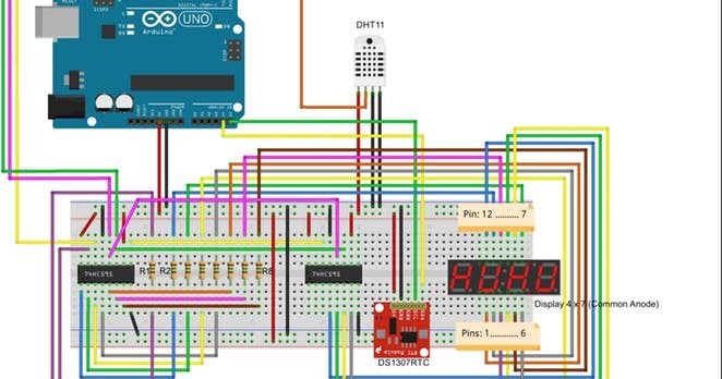 --TOLETUREN SERVICE--: 7 SEGMENT CLOCK ARDUINO + SENSOR SUHU DAN KELEMBABAN DENGAN IC SHIFT ...