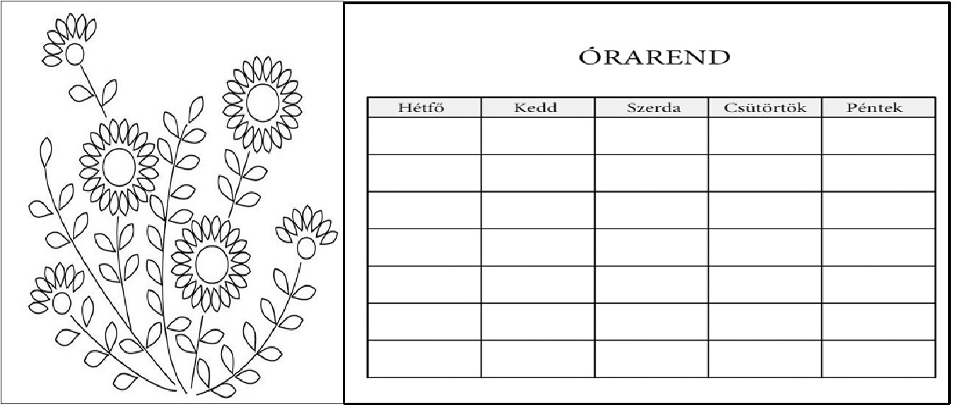 Kreatív fejlesztés: Színezhető órarend II.