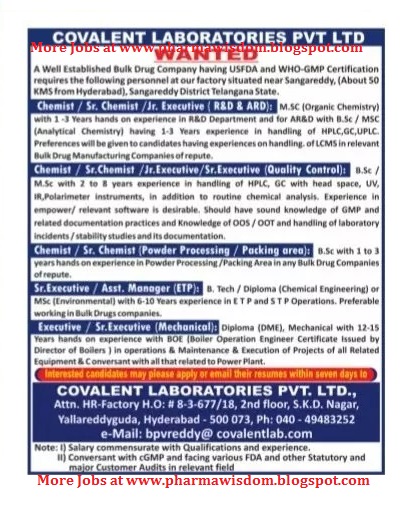 Multiple Openings in R&D / AR&D / Quality Control / Packing ...