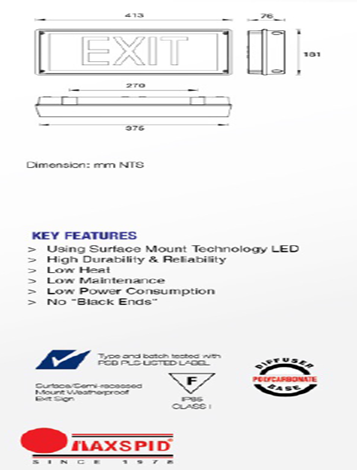 Maxspid Slimline Type KL/M (Emergency Exit Lights) | EMERGENCY LIGHTING ...