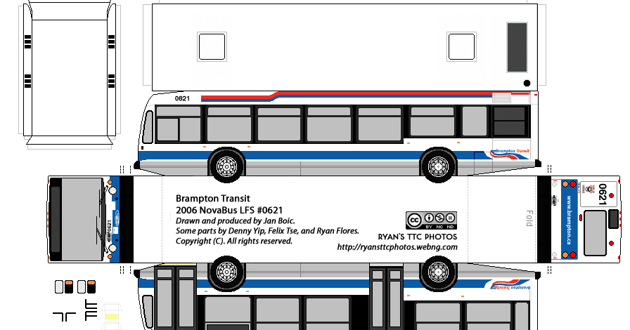 SP. Papel Modelismo: PaperCraft Bus 2006 NovaBus LFS - Brampton Transit
