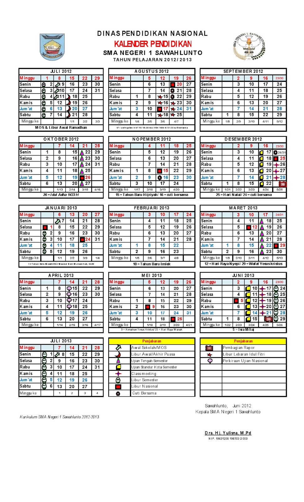 Kalender Akademik ~ SMAN 1 Sawahlunto