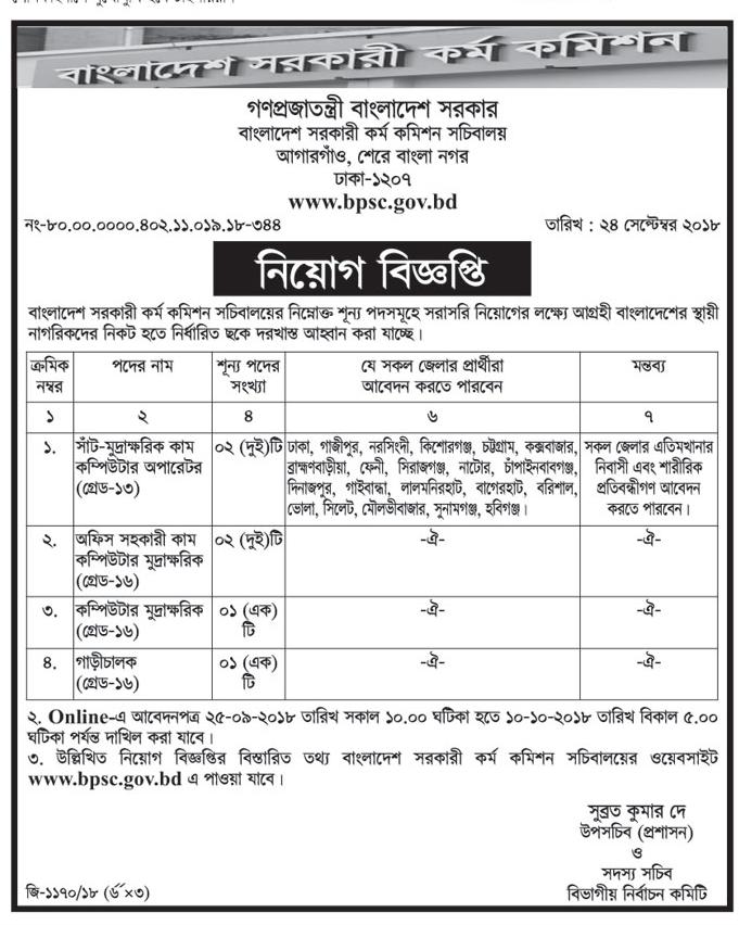 Bangladesh Public Service Commission Job circular 2018 | www bpsc gov ...