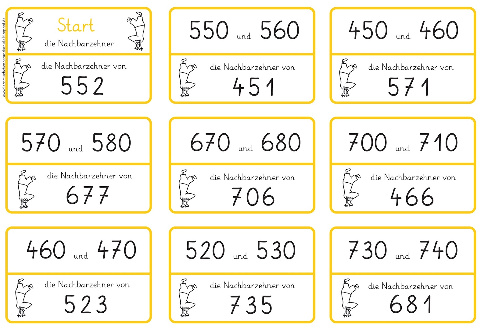 Lernstübchen: Zahlenlesespiel - Nachbarzehner