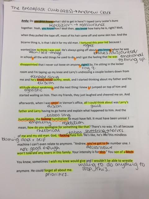 Erin's Language Blog: MONOLOGUE: ANDREW CLARK, THE BREAKFAST CLUB