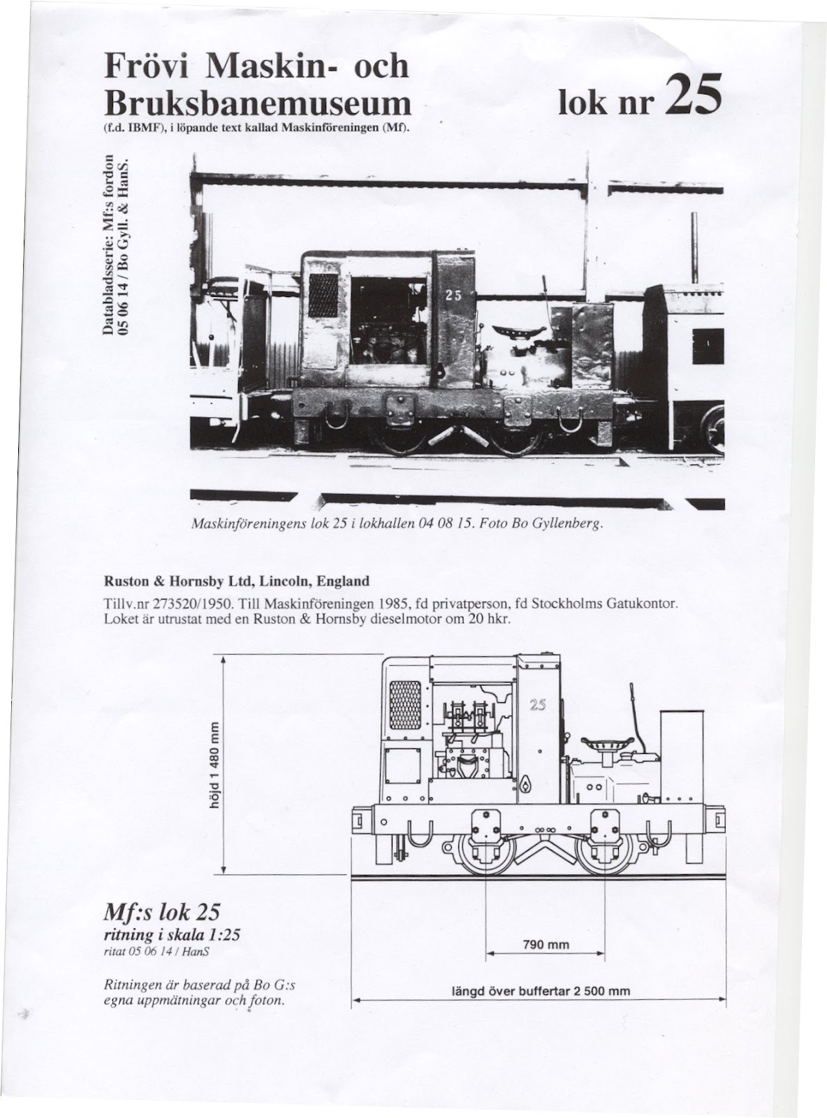 Frövi Maskin & Bruksbanemuseum: Ritningar, Motorlok
