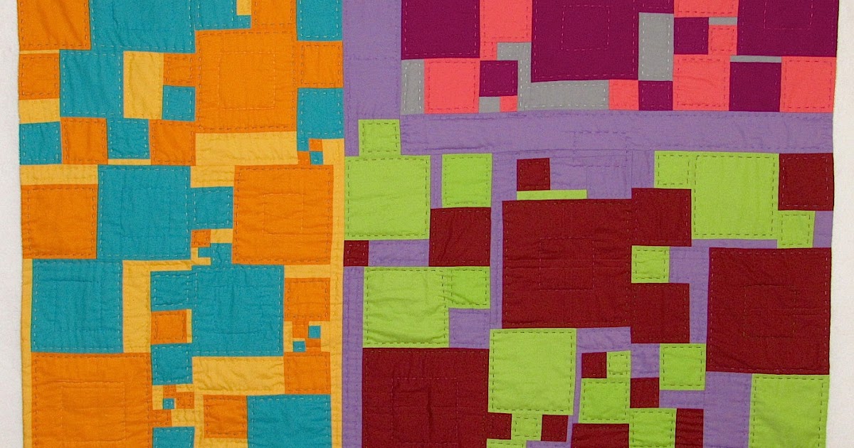 Orange explains it all: Finished Floating Squares Quilt