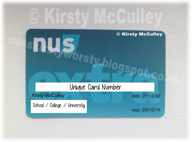 Kirsty Worsty: Savvy Student Thrifty Tip: NUS Extra Card