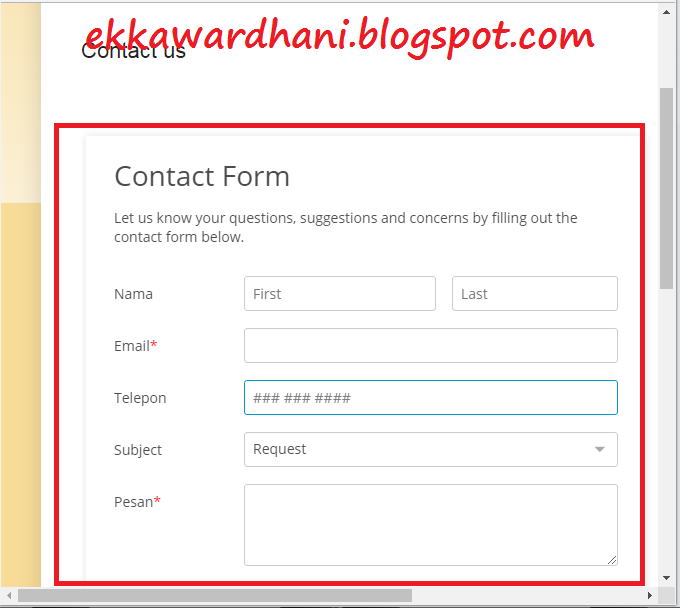 Ekka Blog: Tutorial Membuat Layanan Contact us Blog Gratis di situs ...