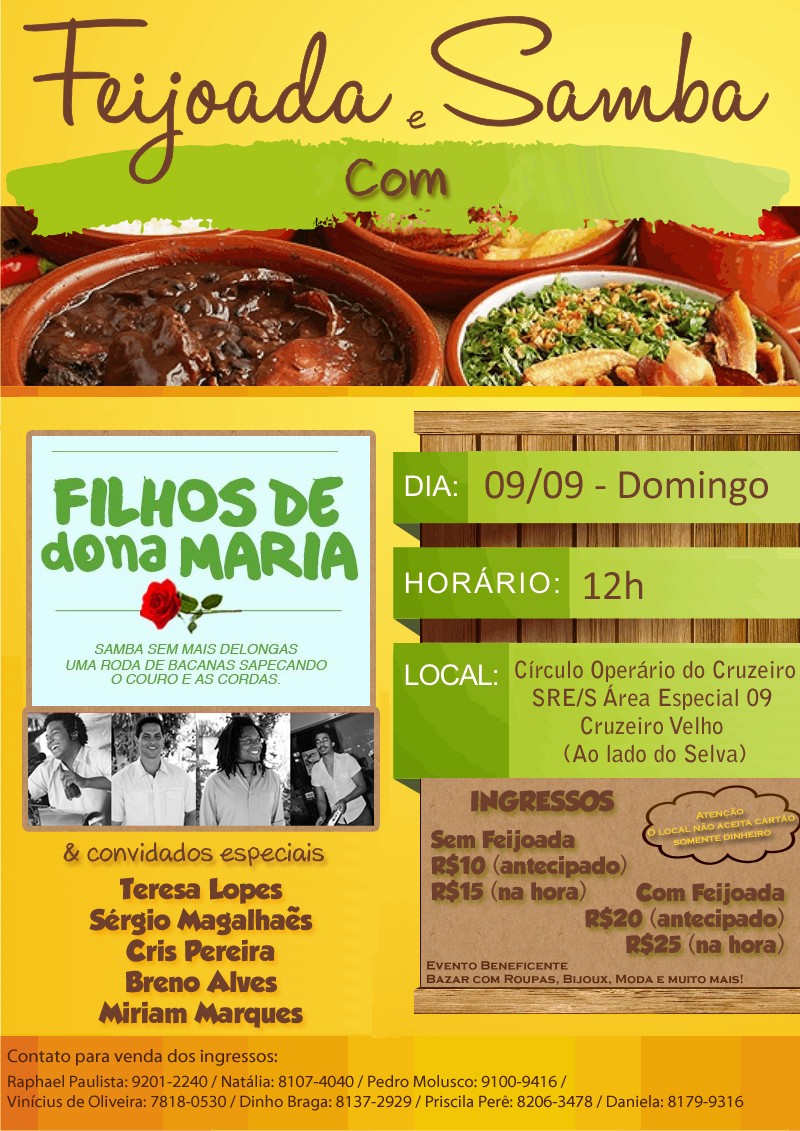 Samba é Fineza: Neste domingo TEM: Feijoada com samba!