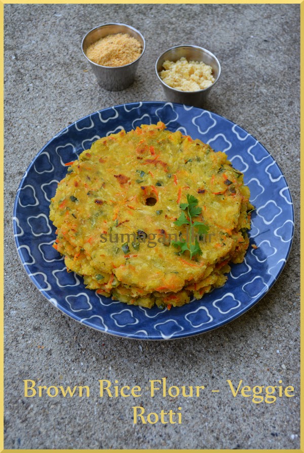 Veggie Platter: Brown Rice Flour & Vegetable Rotti
