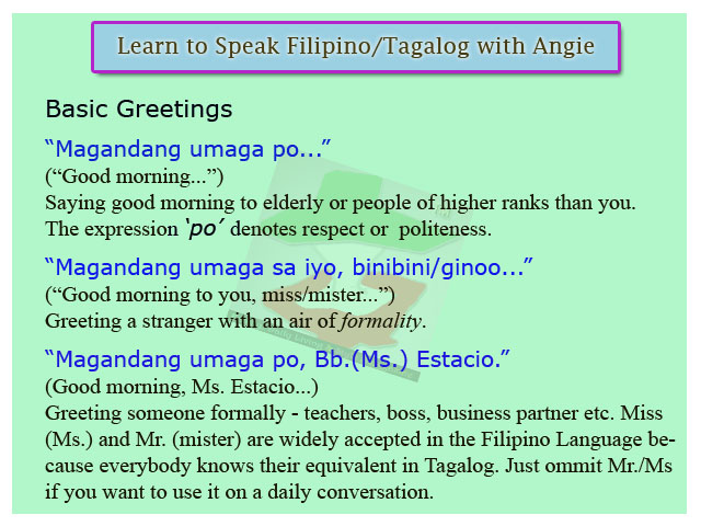 FDLS Online Magazine: Speak Filipino Language Lesson 1