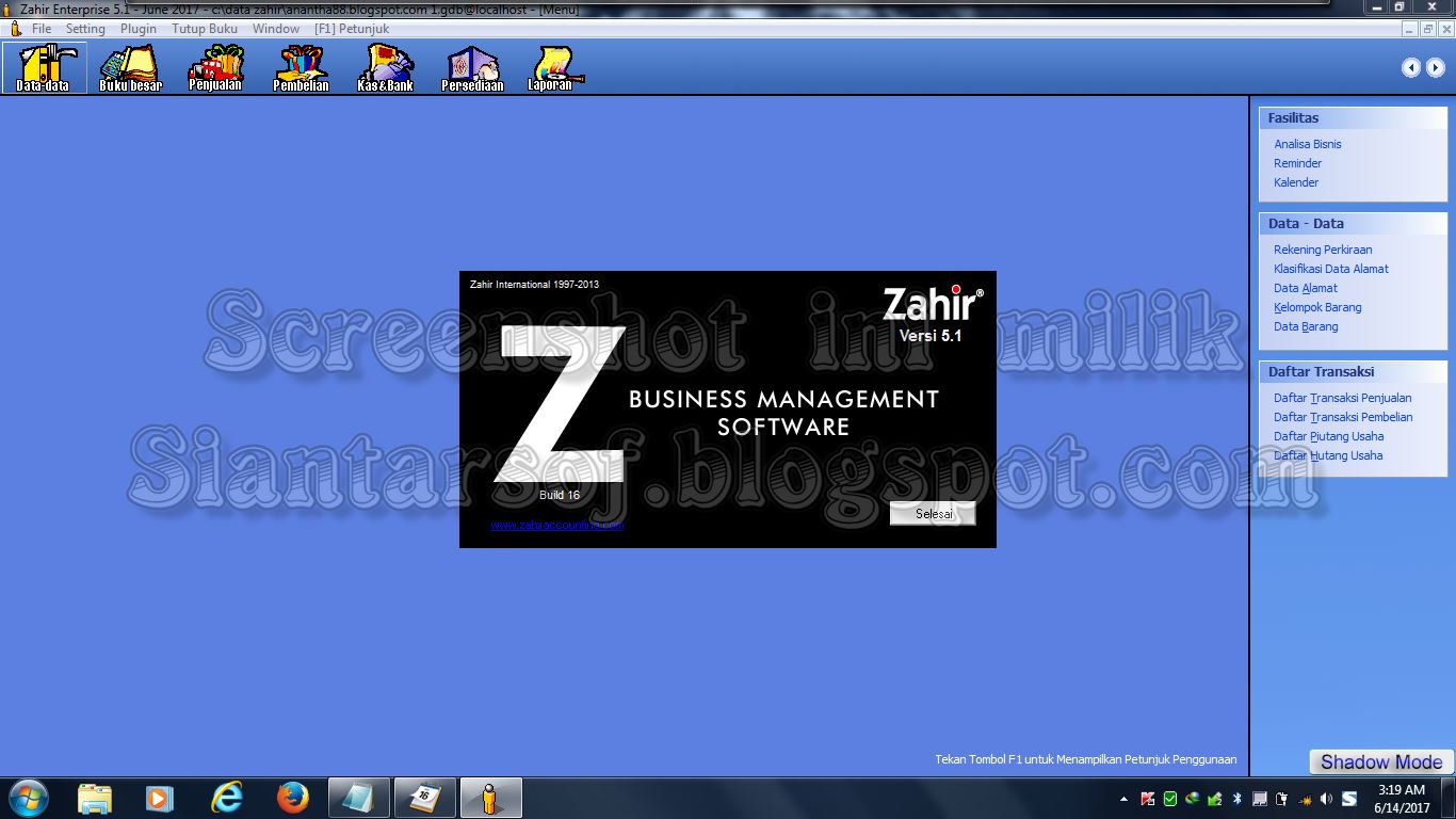 Siantarsof: ZAHIR ACCOUNTING ENTERPRISE 5.1 BUILD 16