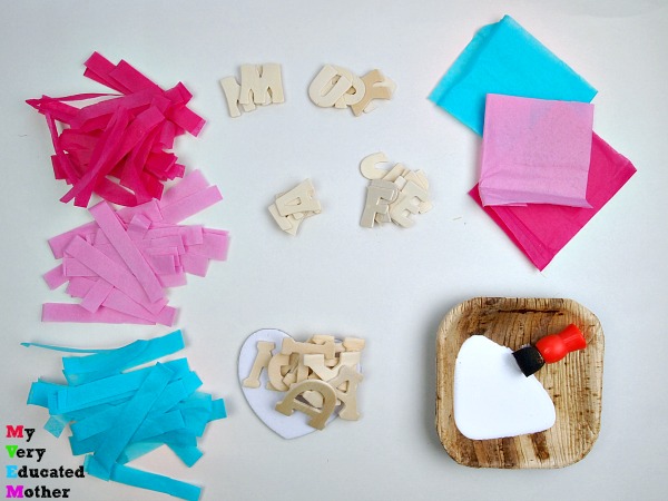 Mother's Day Decorating Using Tissue Paper Letters