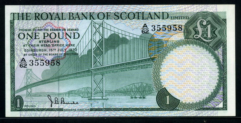 The Royal Bank of Scotland bank notes One Pound Note 1970|World ...