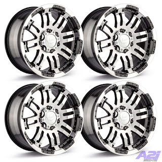 A2I: Set 4 16" Vision Warrior Black Machined 16x6.5 6x130mm 6 Lug ...