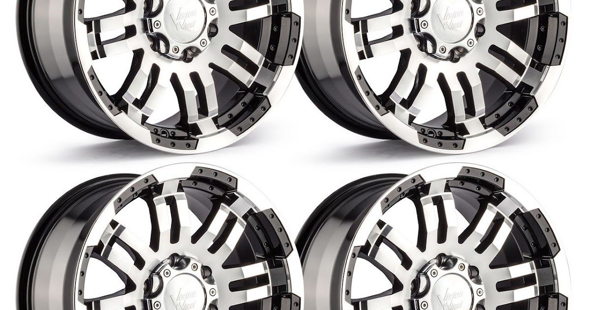 A2I: Set 4 15" 5 Lug Vision Warrior 15x7.5 5x4.5 Black Machined Wheels ...
