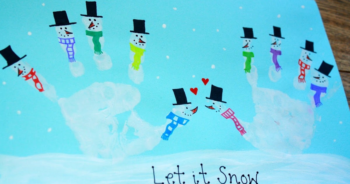 Learning and Exploring Through Play: Snowman Hand Print Christmas Card