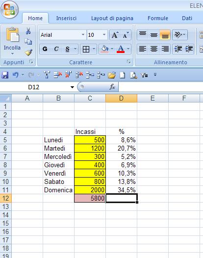 6) In basso nell'ultima casella possiamo fare la somma di tutte le ...