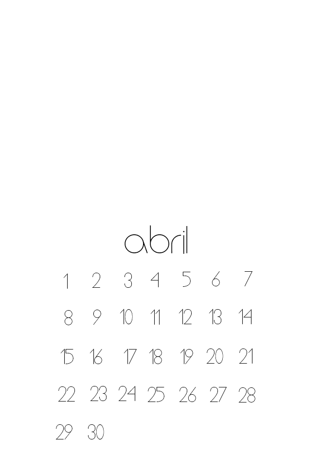Calendario de Abril | Na Lua Dulce