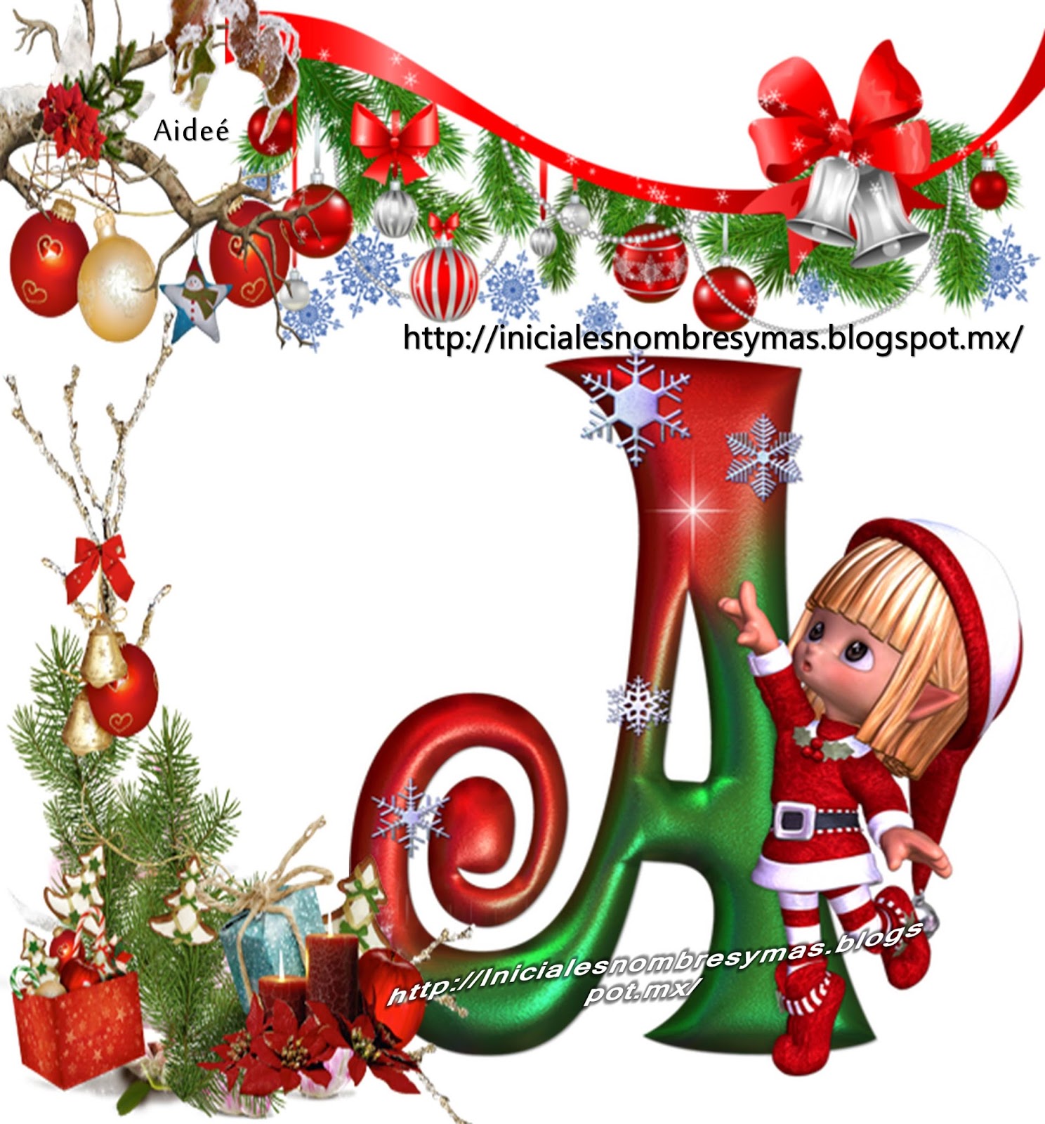 Iniciales Nombres y Más: Iniciales duende Navidad "A" a la "Z"