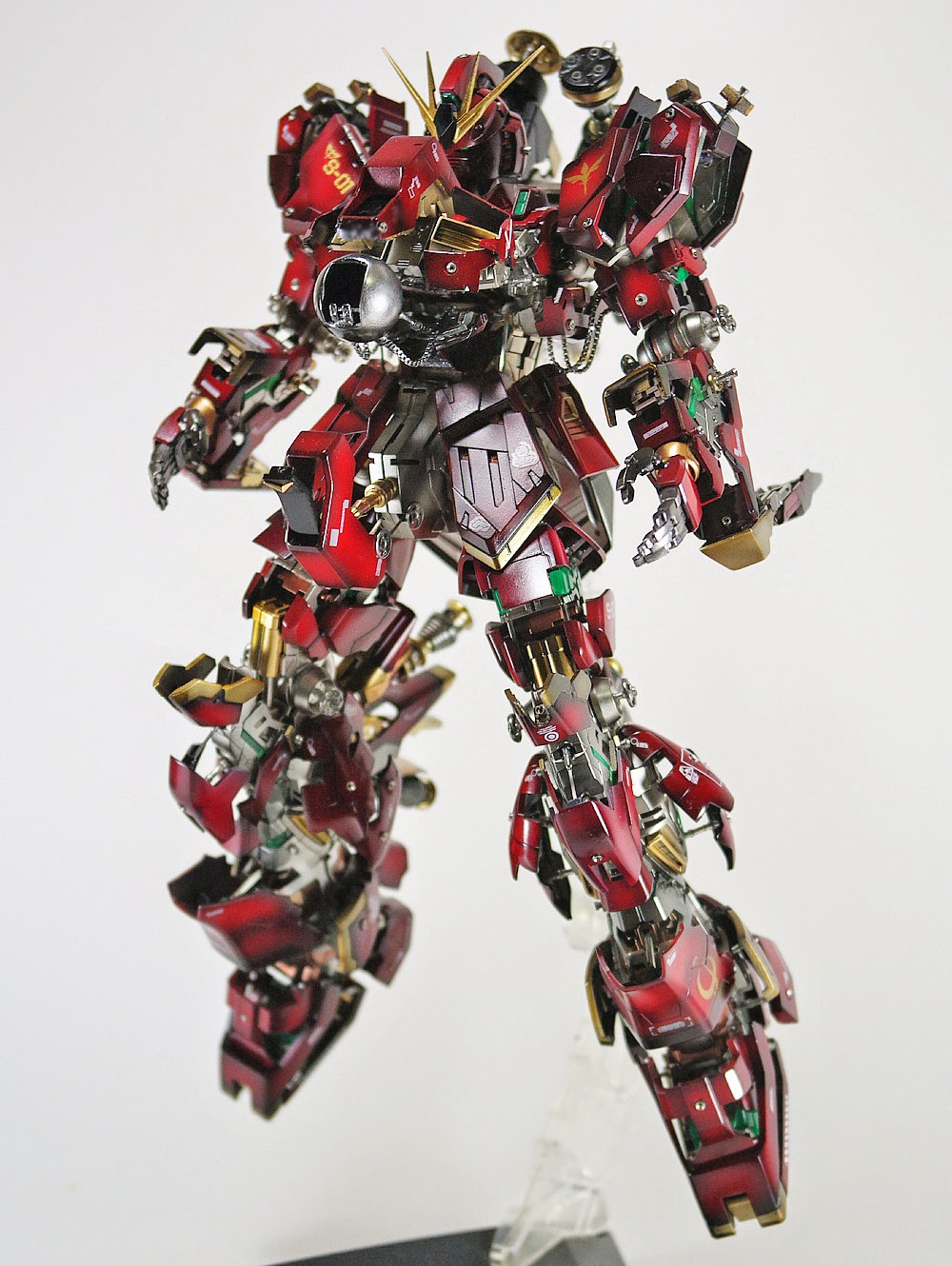 GUNDAM GUY: MG 1/100 Nu Gundam 'Neo Zeon Colors' Open Hatch - Custom Build
