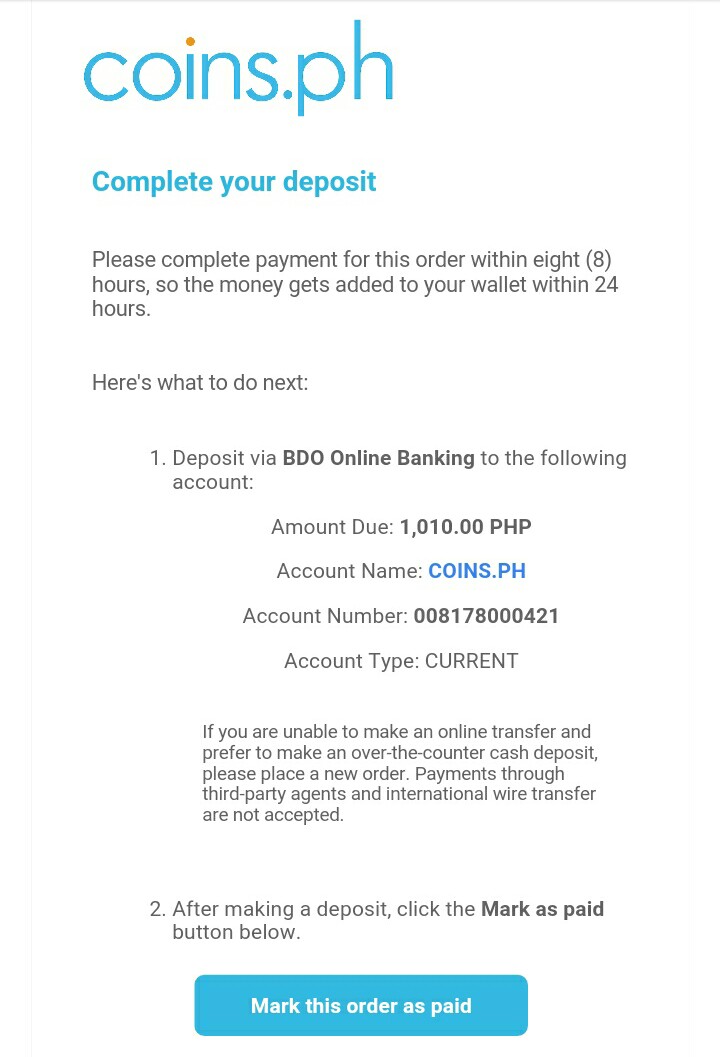 How to add money to your Coins.ph wallet account using BDO