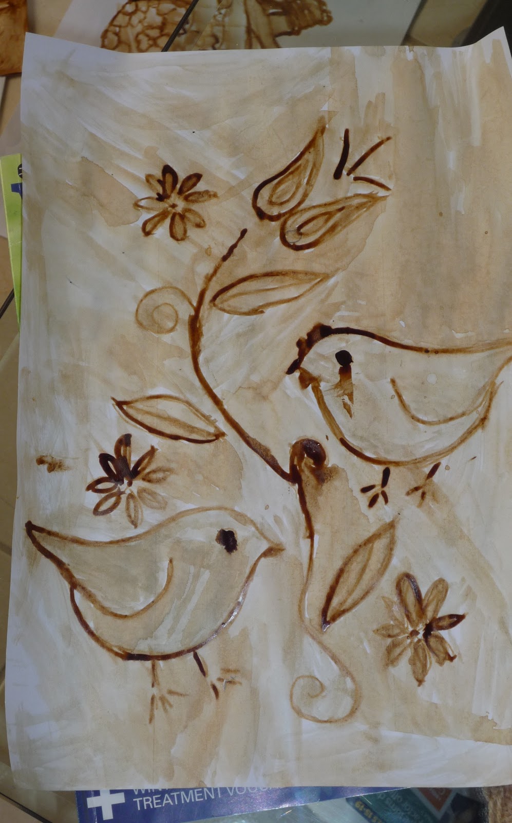 Innovative art and craft works: Coffee painting by kids