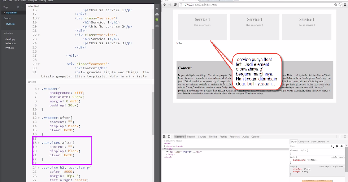 Dimensi TutupBotol: Clearing Float CSS