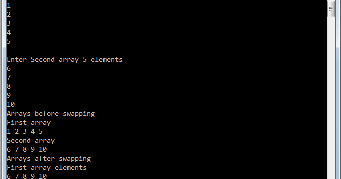Write A C Program To Swap Two Integer Arrays Instanceofjava