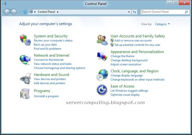 Use old control panel in Windows 8 ~ ServerComputing
