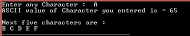 Information: C Program Code for Printing Characters from their ASCII values