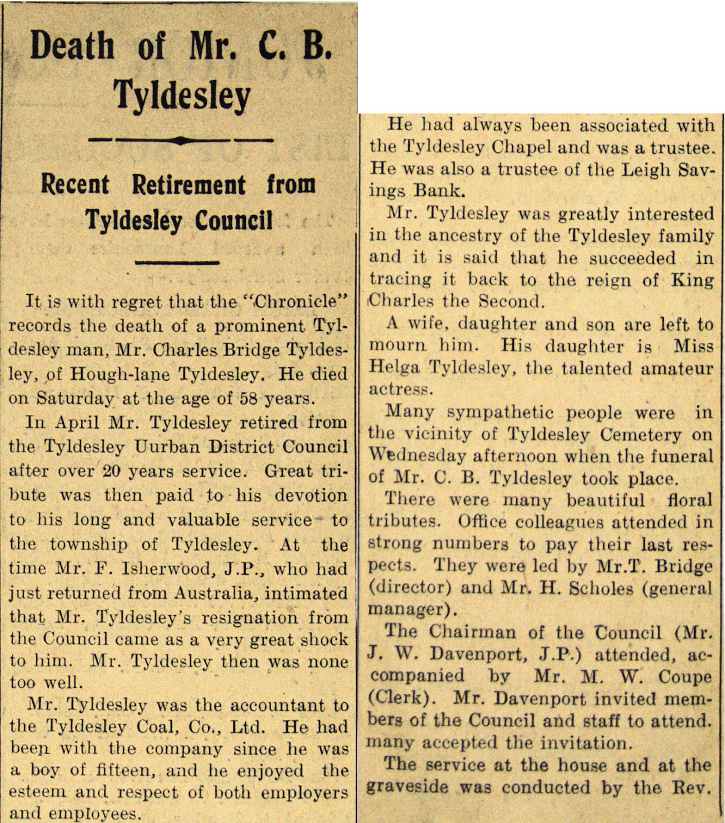 Tyldesley Family History: September 2012