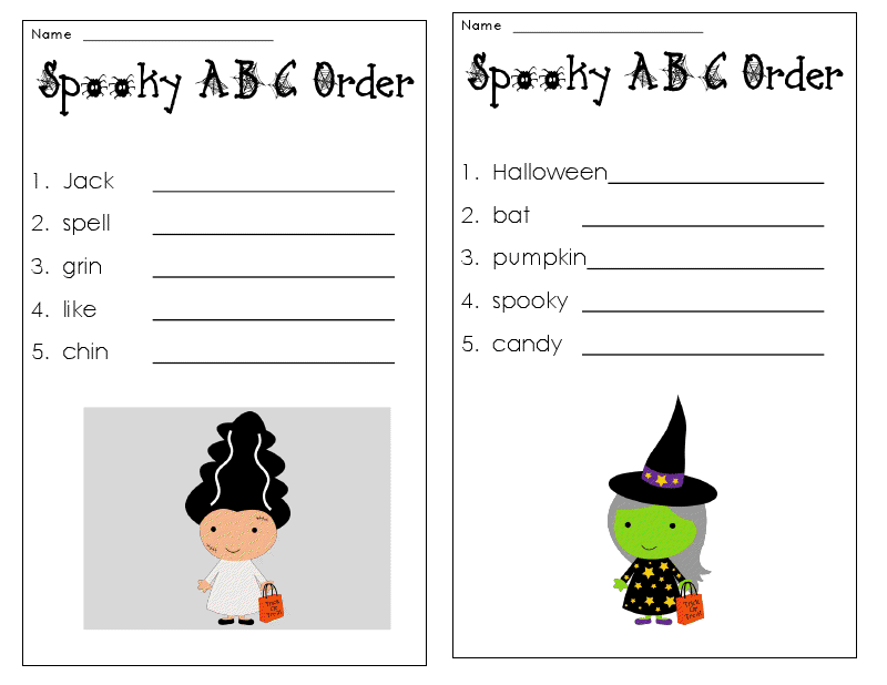 First Grade Magic: Spoooooky ABC Order Freebies