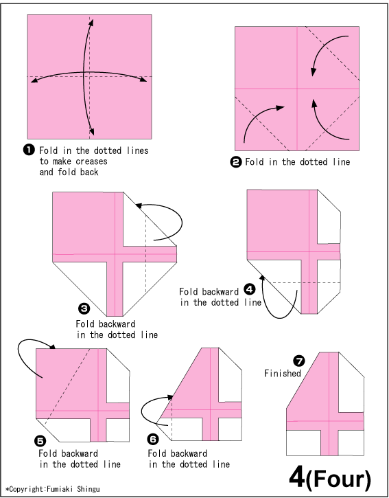 Number 4（Four） - Easy Origami instructions For Kids