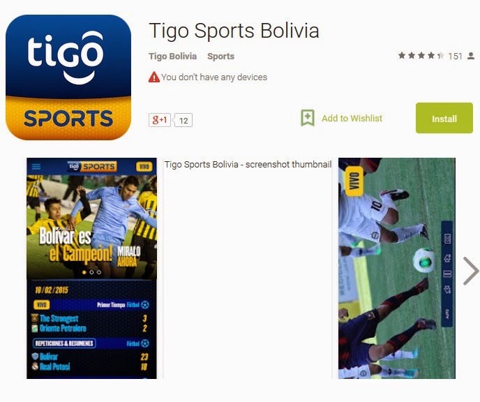 En vivo por la aplicacion de Tigo Sports el Clasico Paceño | Telefonos Moviles y Aplicaciones