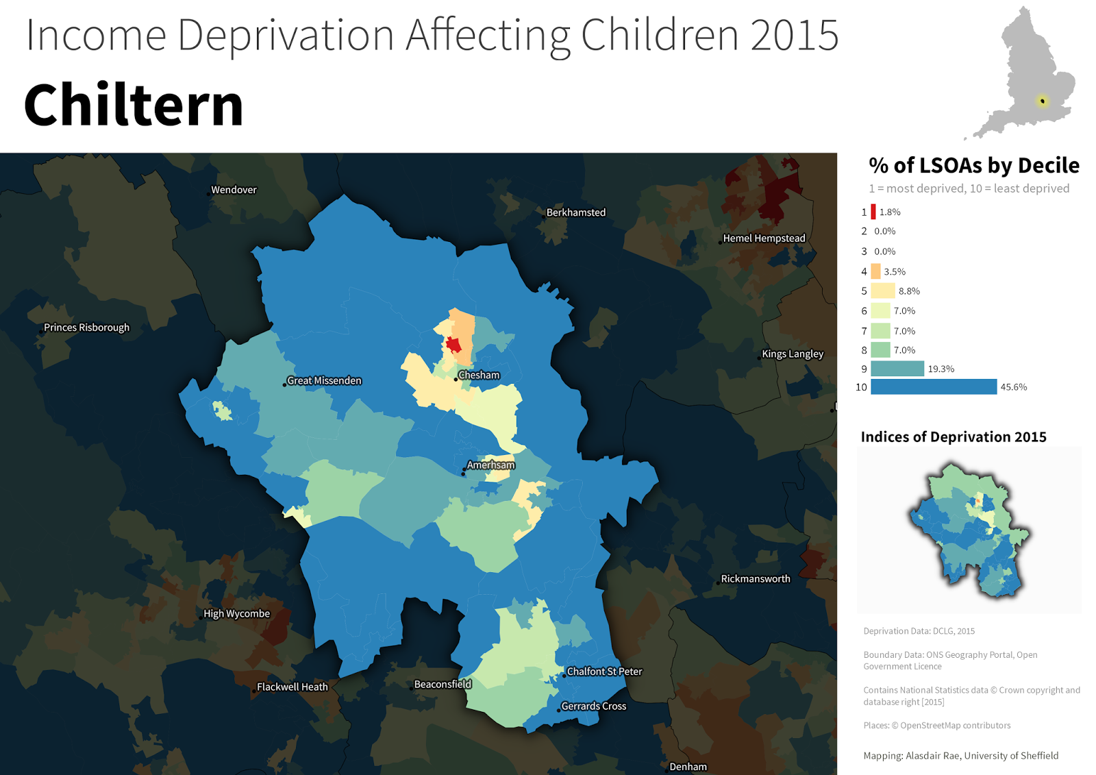 Stats, Maps n Pix: Children living in deprived households in England