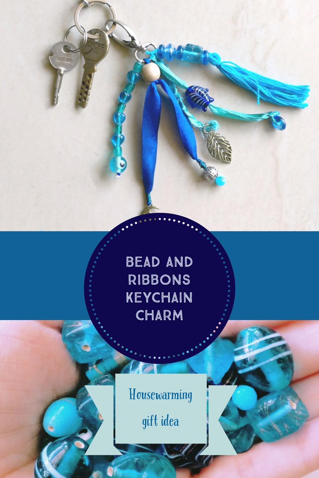 Bead and ribbons key chain charm DIY - Home Cyn Home