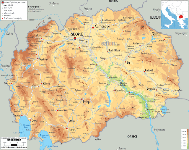 Maqedoni - harta gjeografike e Maqedonisë - Shqipëria Express