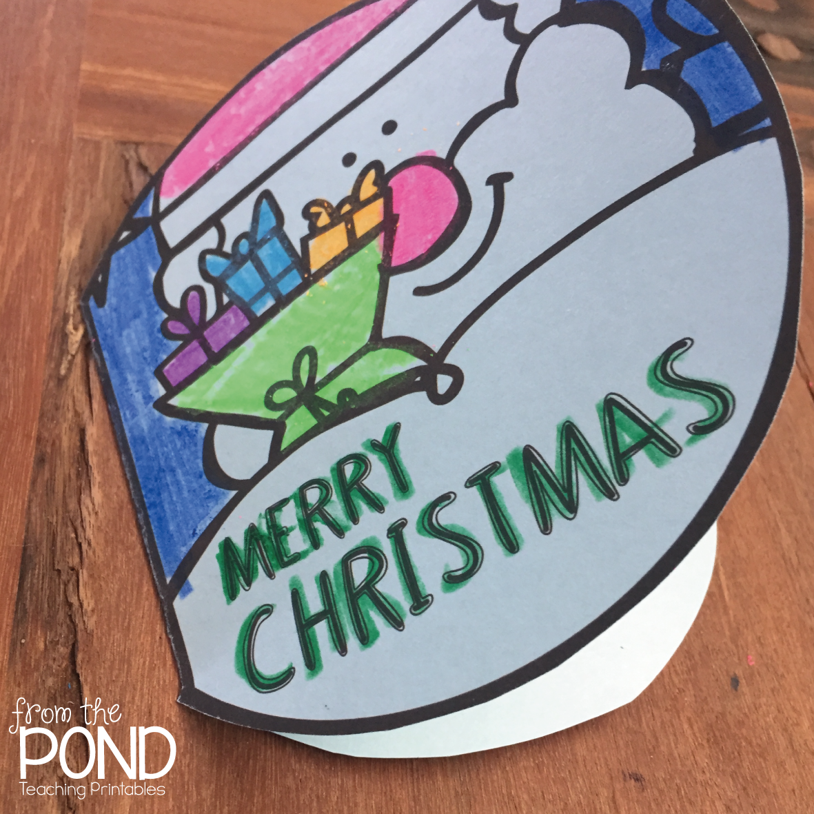Christmas Card Freebie + 2D Shape Art Projects | From the Pond
