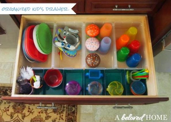 A Beloved Home: Organized Kid's Kitchen Drawer