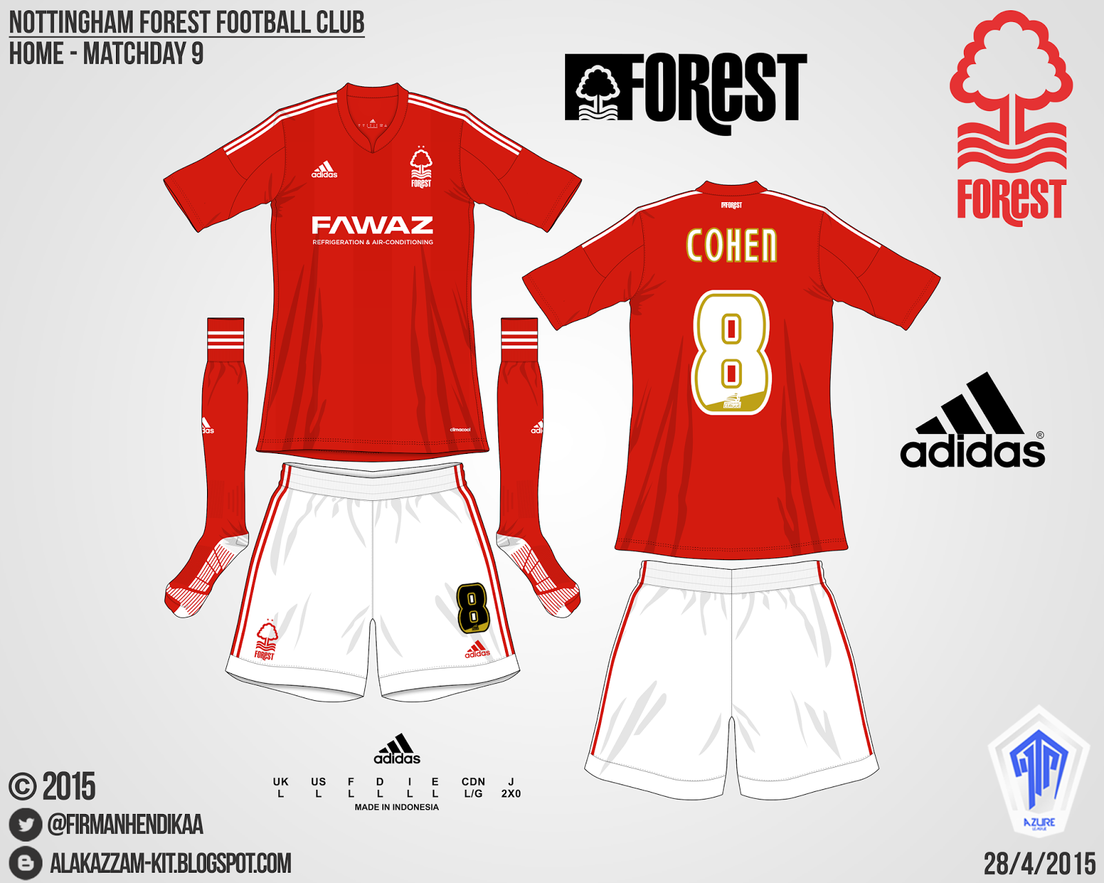 Nottingham Forest Football Club Home Kit (Adidas) | Alakazzam Kit Design