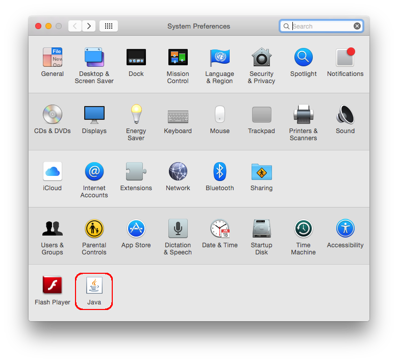 Configure Java Panel