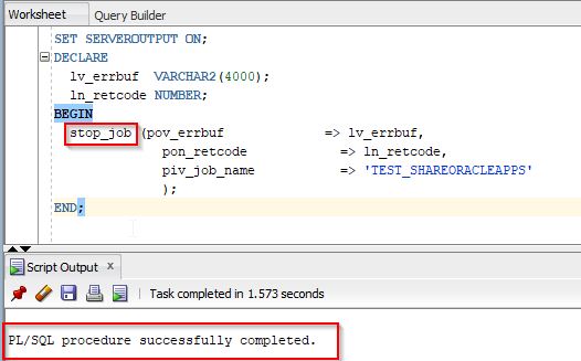 Example Script To Stop Currently Running Database Jobs Dbms Scheduler Stop Job ~ Oracle Apps