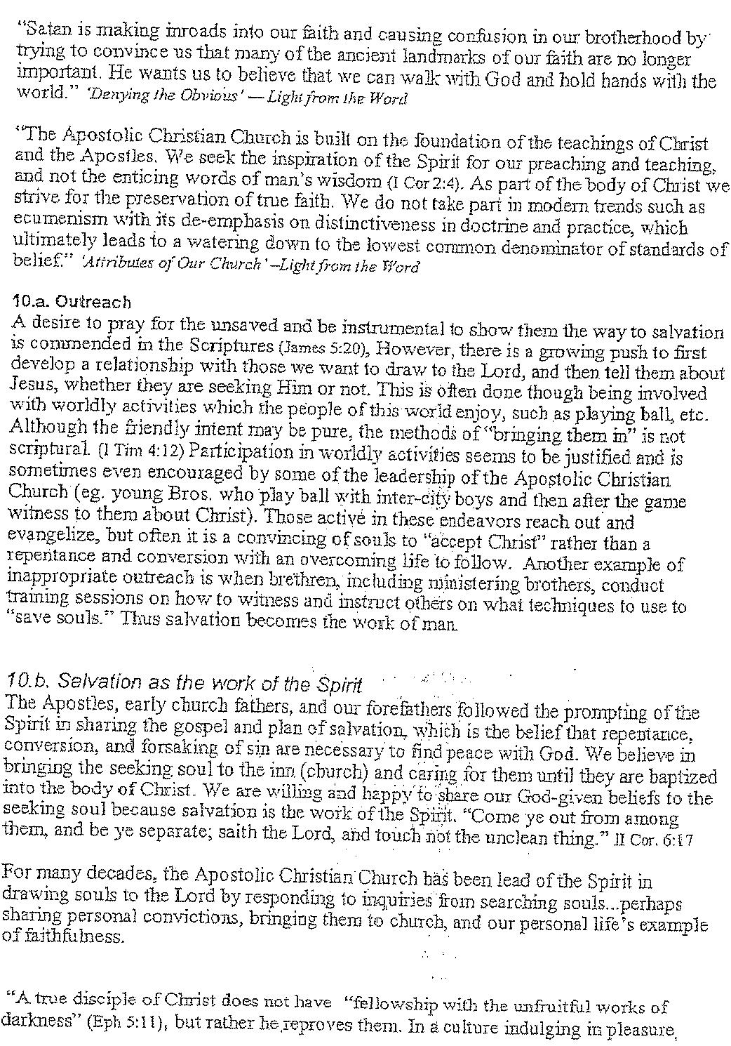 Apostolic Christian Church Elder Letter: This We Continue To Believe